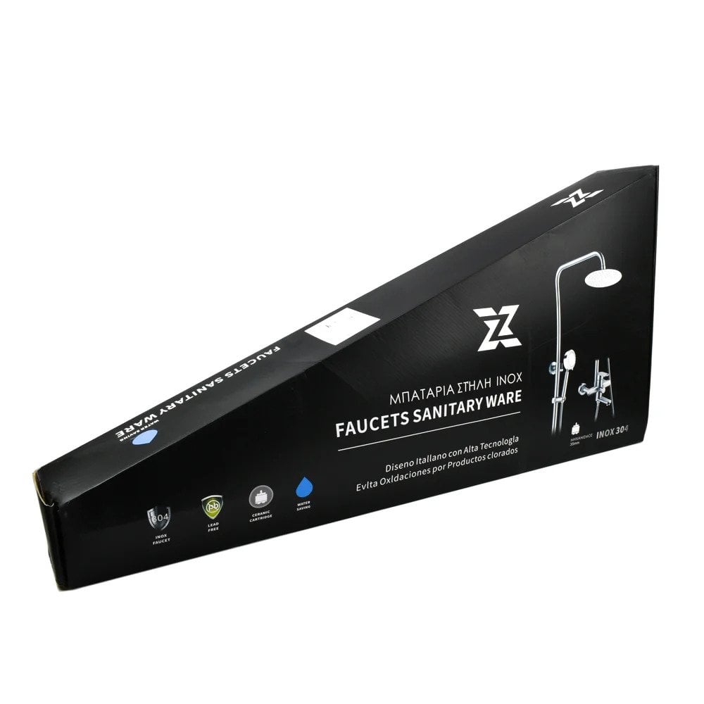 Στήλη και Μπαταρία Ντουζιέρας Μπάνιου Inox 304 Μαύρο 122cm KORONA